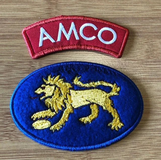 FITZROY FOOTBALL CLUB Lion 1979 & AMCO jumper sponsor patch set VFL era ...