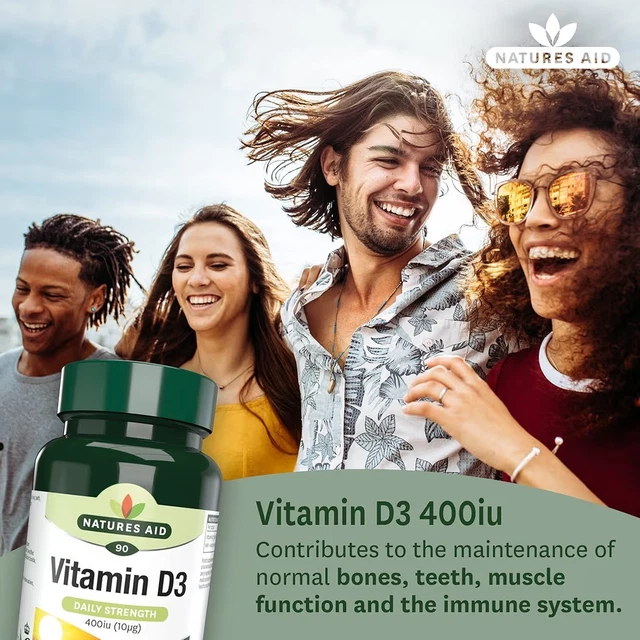 NATURES AID VITAMIN D3 400IU 90 Tablets Bone Muscle Immune Support £9. ...