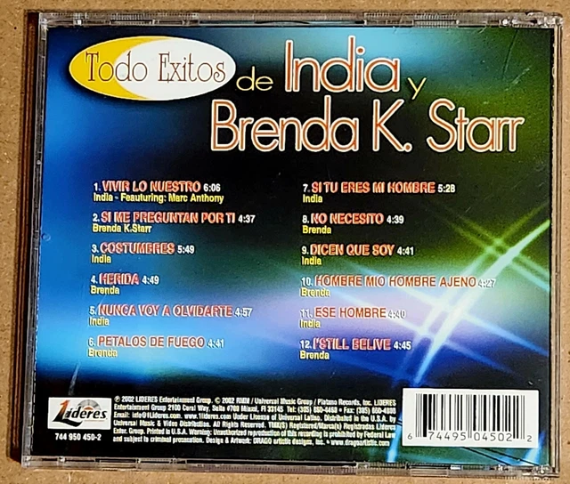 ALL SUCCÈS OF India et Brenda K. Starr by India (CD, Sep-2002, Leaders ...