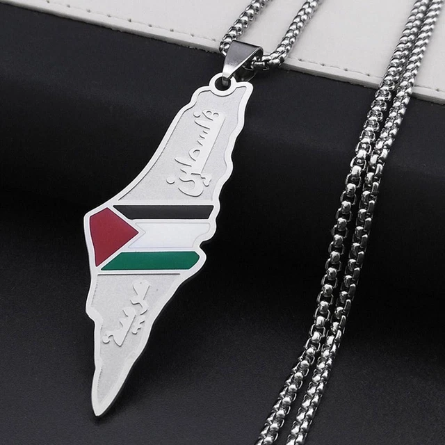 PALÄSTINA-KARTE, NATIONALFLAGGEN-ANHÄNGER UND Halskette, Landkarten-Schmuck EUR 4,55 - PicClick DE