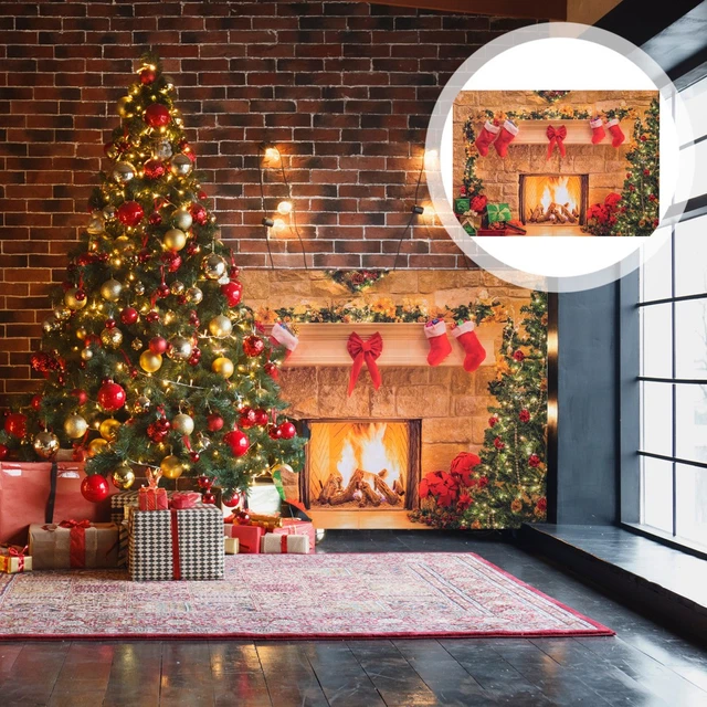 CHRISTMMAS BACKDROP HOLIDAY Photo Booth Backdrops Fireplace Banner $45. ...