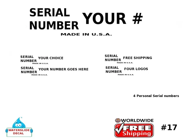 SERIAL NUMBER KIT Guitar Decal Headstock Decal 12 Waterslide Inlay Logo ...