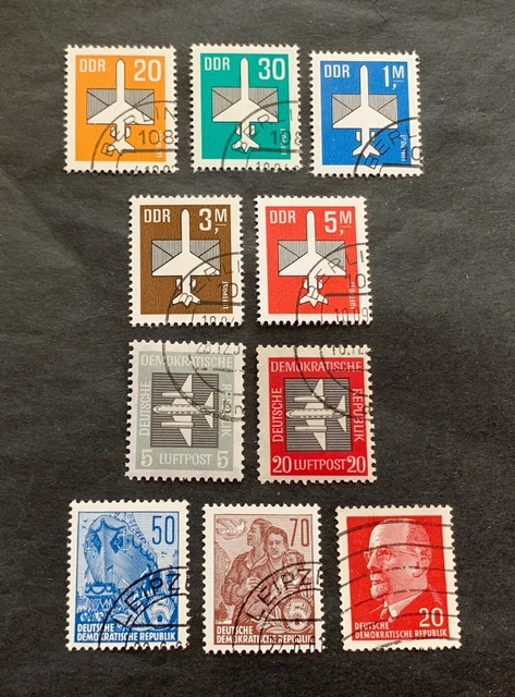 EAST-GERMANY GDR DDR 1982-1985 - 10 used airmail stamps with Michel No ...