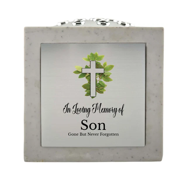 IN LOVING MEMORY Of Memorial Rose Bowl White/Silver Cross Design (UV ...