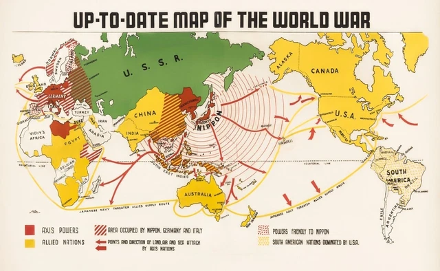 WW2 MAP of World War II (1942) German Germany Axis VINTAGE occupation ...
