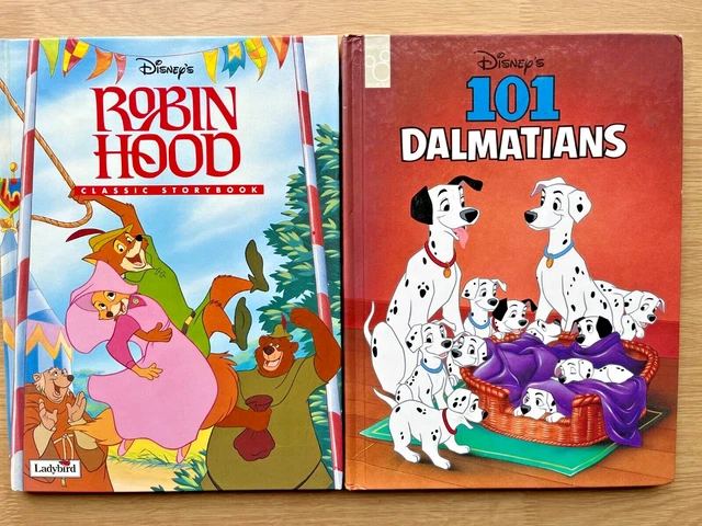 2X VINTAGE WALT Disney 101 Dalmatians & Robin Hood Big Hardcover ...