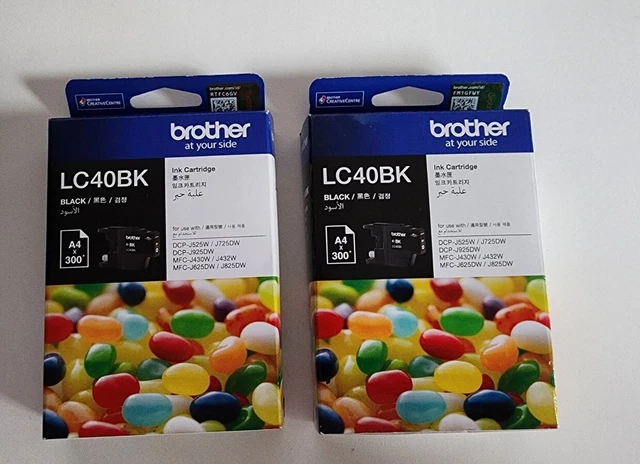 2-PACK_BROTHER_LC-40BK_GENIUNE_PRINTER_BLACK_INK_CARTRIDGE_ NIB_EXP ...