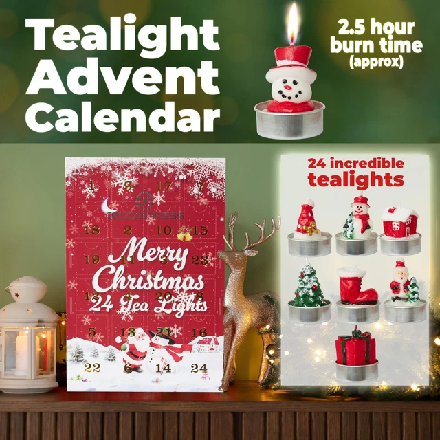 DECO EXPRESS ADVENT Calendar 2025 3D Candles, 24 Christmas-Themed Tea ...