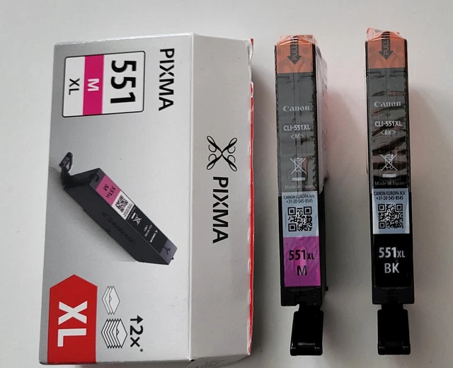 ORIGINAL CANON DRUCKERPATRONE Pixma 1x CLI-551XL M + 1x CLI-551XL BK ...