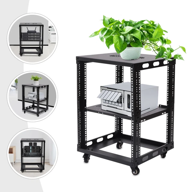 OPEN FRAME SERVER Rack Network Server Rack Black 12U 4 Post Relay Rack ...