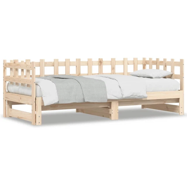 DAYBED NATURAL SOLID pinewood 2x80x200cm pull-out slatted wooden sofa ...