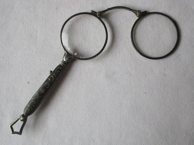 ANTIKE LORGNETTE / Lorgnon 835er Ag Klappbrille im Jugendstil um 1900 ...