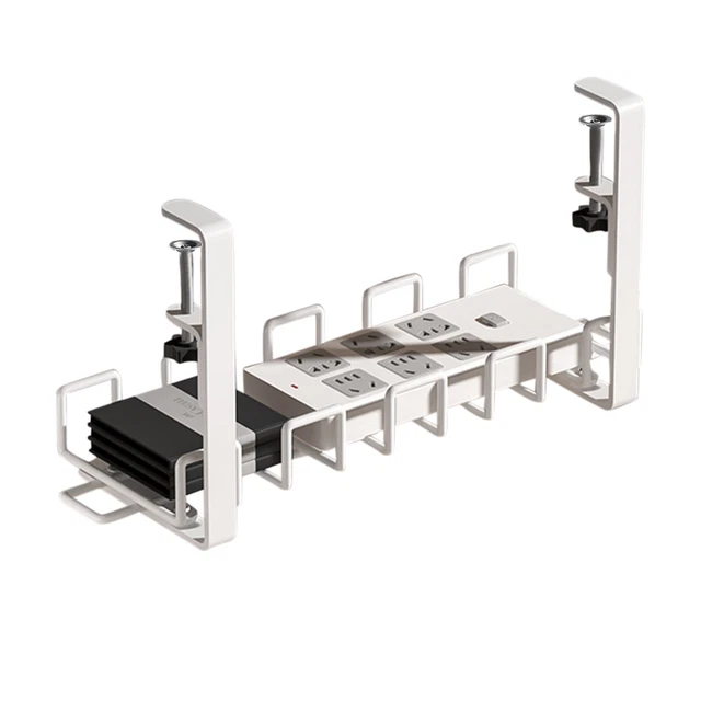 UNDER DESK CABLE Tray - Socket Cord Rack Cable Management (40cm White ...