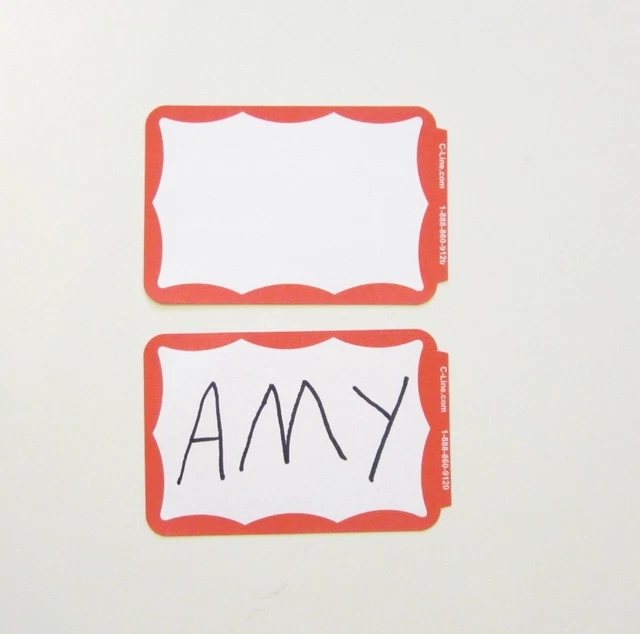 75 RED BORDER Badges Name Tags Labels Id Stickers Peel And Stick ...