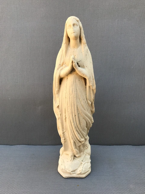 ANCIENNE STATUETTE SAINTE Vierge Marie en plâtre french antique stoup ...