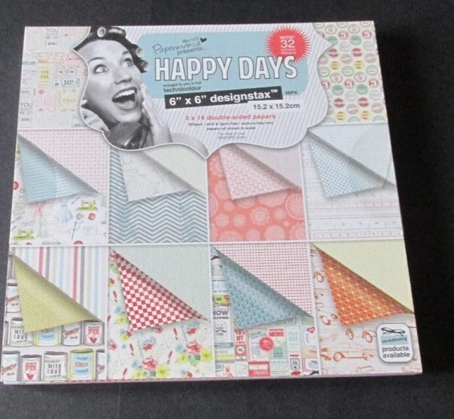 PAPERMANIA PAPER PAD 6" x 6" "Happy Days" for cardmaking/ scrapbooking ...