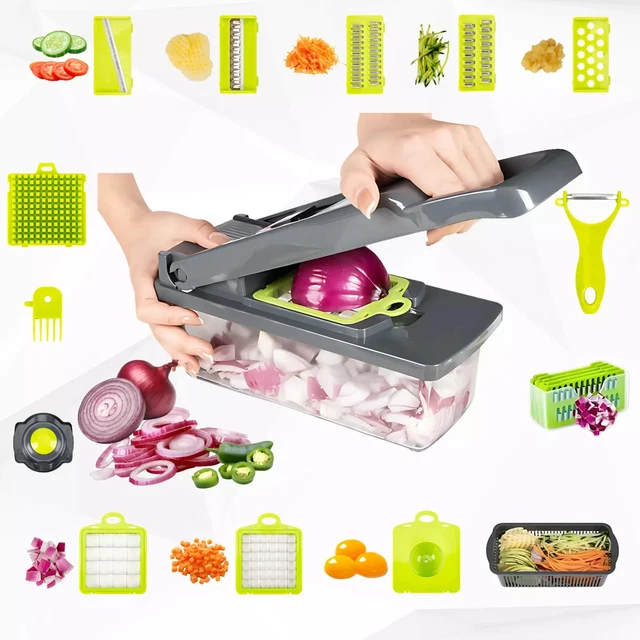 MANDOLINE VEGETABLE CHOPPER 16-in-1 & Dicer Multi-Function Vegetable ...