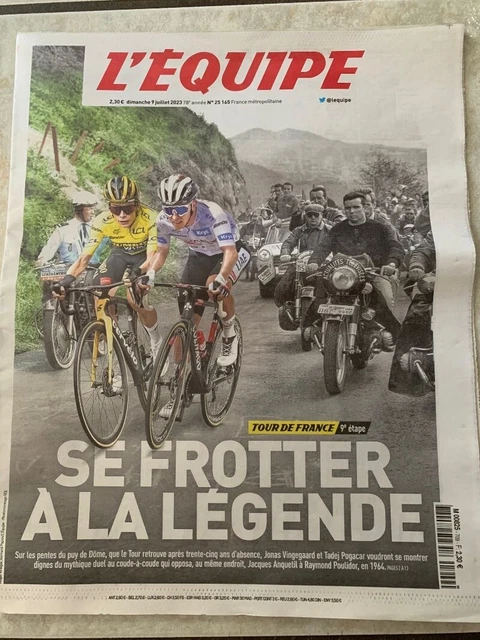 JOURNAL L'EQUIPE 09/07/2023 Tour de France Tadej Pogacar / Jonas ...