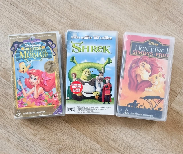 3 X VHS DISNEY/DREAMWORKS movies The Little Mermaid, Shrek, The Lion ...