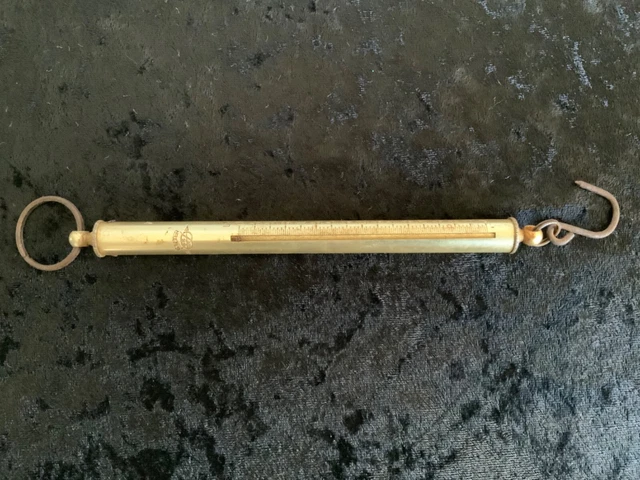 SALTER-BRASS-FISHING SCALES-4LB SPRING BALANCE-SMALL PETS-BIRDS ...