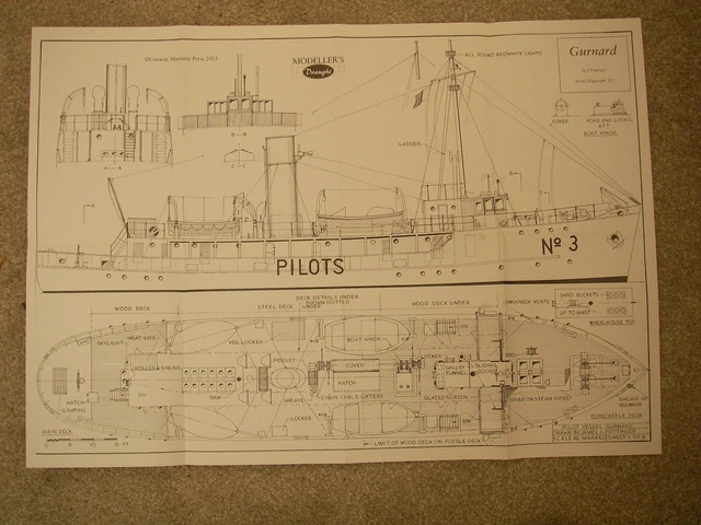 MODELLERS DRAUGHT PLANS Gurnard scale pilot boat + Model Shipwright no ...