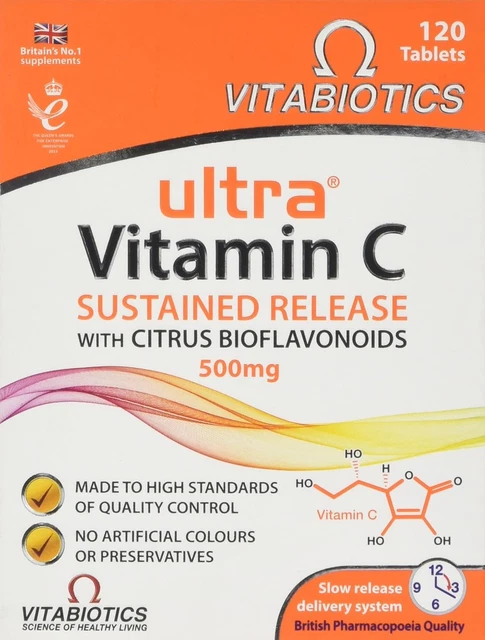 VITAMIN C TABLETS with Bioflavonoids - 120 Tablets, Vitabiotics Ultra £ ...