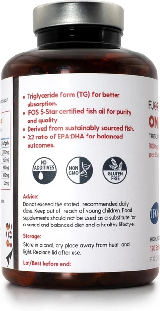 OMEGA 3 TG Fish Oil 120 Softgels 900mg EPA 600mg DHA IFOS Certified £52 ...
