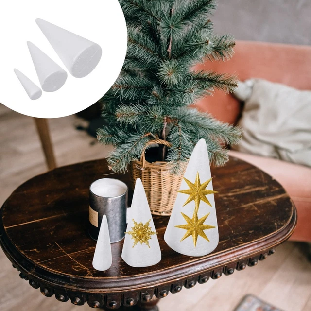 24 PCS FOAM Christmas Cones White Craft Children Handmade Ornaments £9. ...