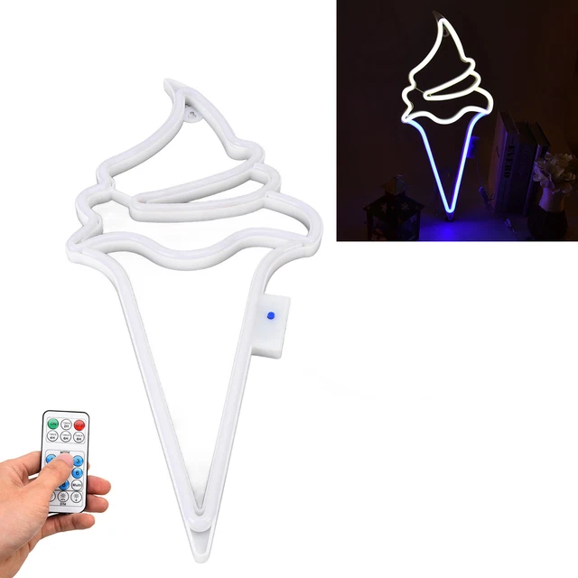 WHITE BLUE)LED NEON Light Ice Cream Waterproof Battery USB Powered FST ...