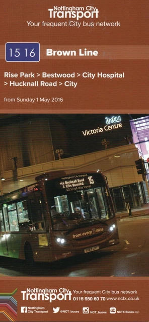NOTTINGHAM CITY TRANSPORT Bus Timetable - 15/16 - Rise Park-Nottingham ...