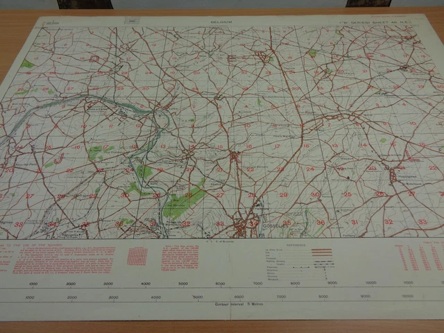 WW1 BRITISH ARMY map of BELGIUM featuring GOSSELIES, LUTTRE, HEPPIGNIES ...