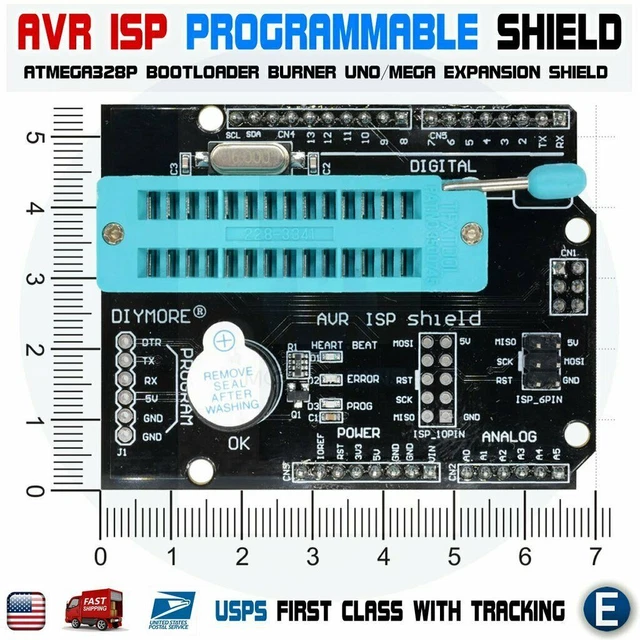 AVR ISP SHIELD Burning Burn Bootloader ATmega328 Programmer for Arduino ...