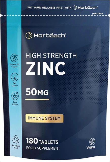 ZINC SUPPLEMENT 50MG | High Strength Zinc Tablets - 500% NRV | 180 ...