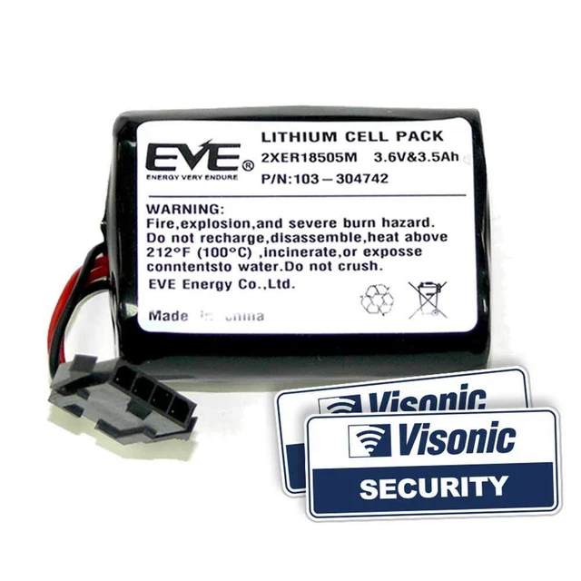 VISONIC SIREN BATTERY MCS-740 SR-740 PG2 PowerMax Bell Box 2XER18505M ...