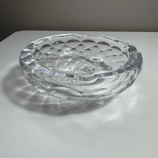 VINTAGE HEAVY CUT Glass Crystal Cigar Ashtray 4 lbs Diamond Pattern ...
