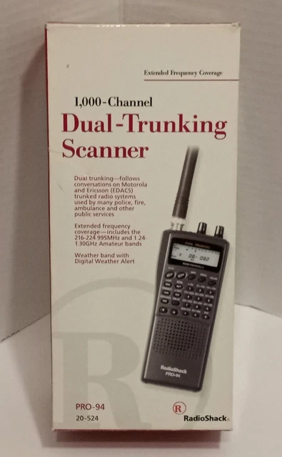 RADIO SHACK 1000-CHANNEL Pro-94 Dual-Trunking Scanner Police Ambulance ...