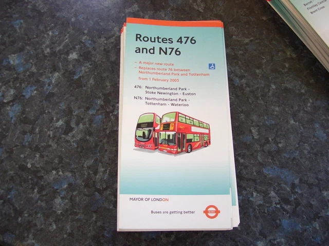 FIRST LONDON ARRIVA London Bus Timetable-Routes 476 N76-February 2003 ...