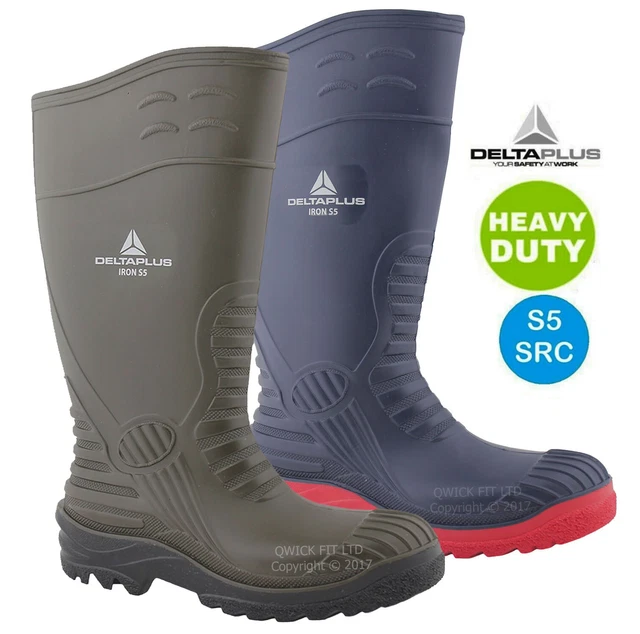 MENS DELTA PLUS Safety Wellingtons Waterproof Boots Steel Toe Caps ...