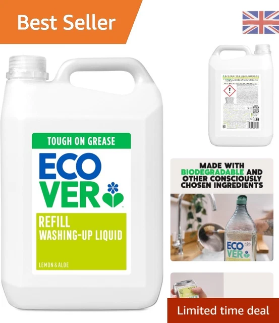ECO-FRIENDLY 5L WASHING Up Liquid - Lemon & Aloe Vera for Sparkling ...