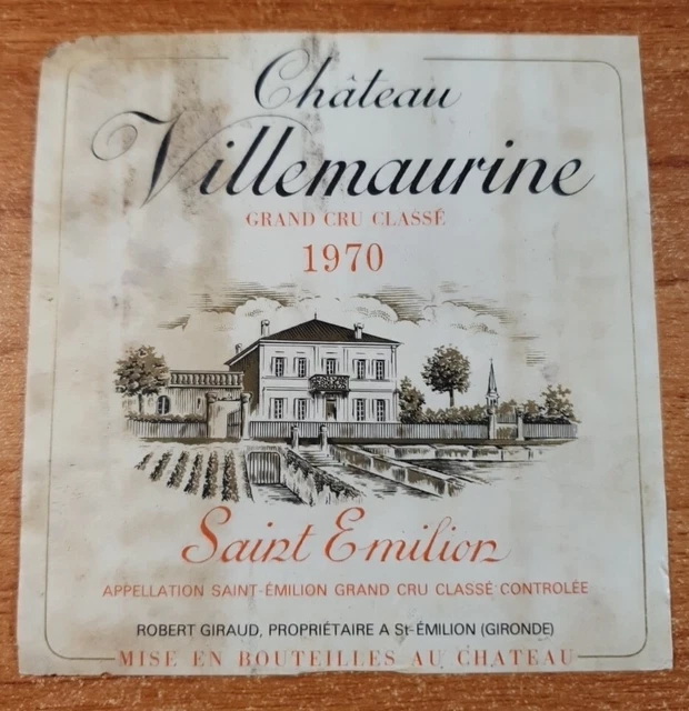 ETIQUETTE DE VIN/ Wine Label VILLEMAURINE 1970 décollée EUR 1,99 ...