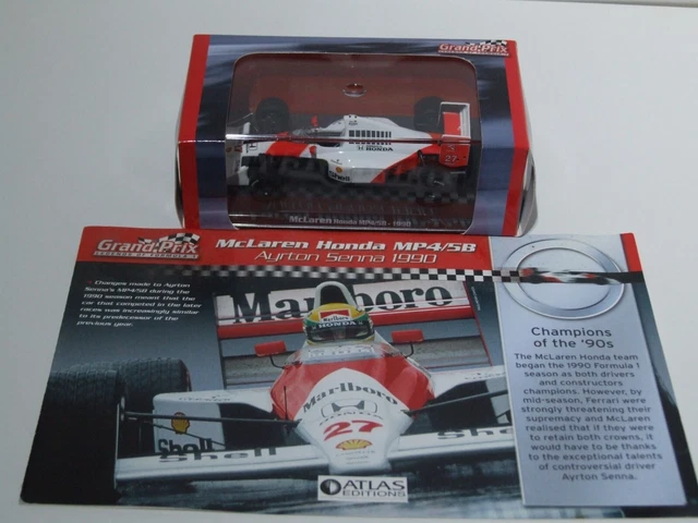 1:43 SCALE ATLAS 1990 Formula 1 McLaren Honda MP4/5B - Ayrton Senna + Booklet £14.50 - PicClick UK