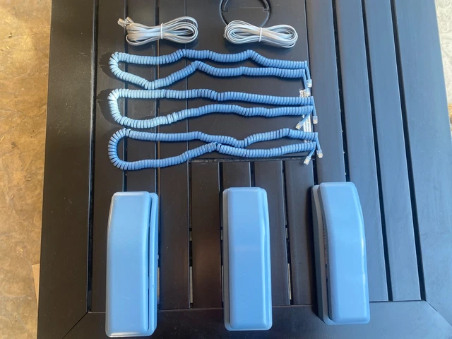 SET OF 3 - Northern Telecom Silhouette Blue Push Button Telephones £35. ...