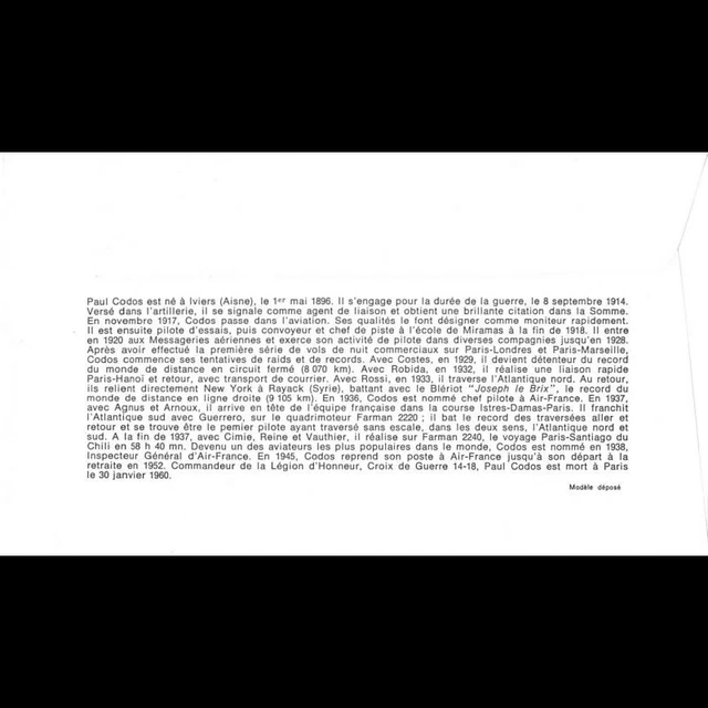 FDC N° A18 v2 - Paul Codos, aviateur - 24/2/1973 Iviers EUR 17,50 - PicClick FR