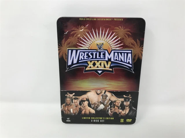 WRESTLEMANIA XXIV 24 Steel Tin Case DVD 3 Disc Set 2008 steelbook ...