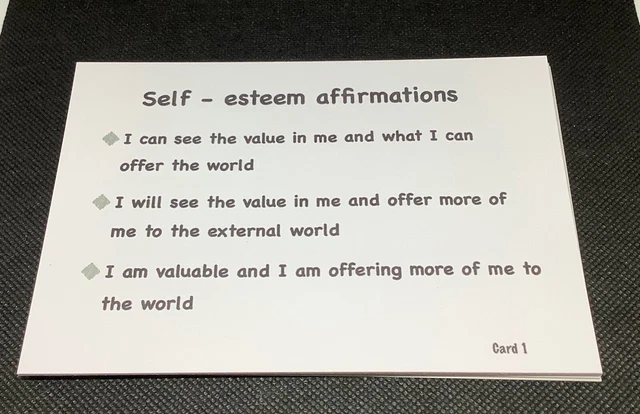 SELF-ESTEEM FLASH CARDS, Positive Affirmations printed on White Card £3 ...