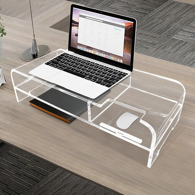 ACRYLIC MONITOR STAND Riser, Wide 21cm, 2 Tier Computer Stand with ...
