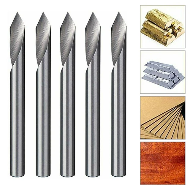5 X 45 Deg V Groove Engraving Tool Flat Bottom CNC Spiral Router Bits 1 ...