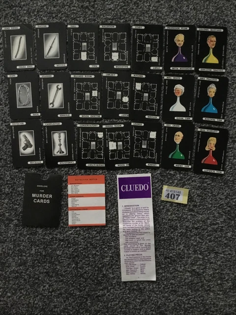 RICAMBI ORIGINALI VINTAGE Cluedo set completo carte persone e armi e ...