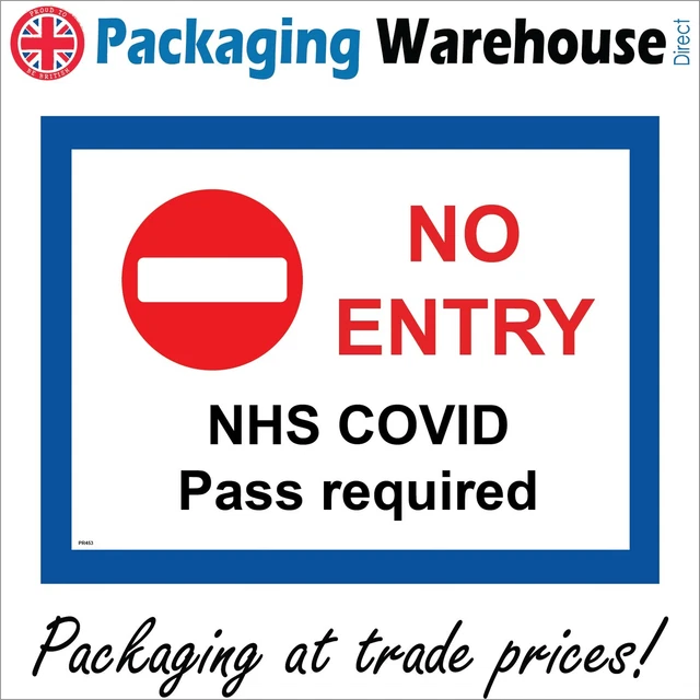 PR453 NO ENTRY Nhs Pass Required Sign Blue Infection Spread Airborne ...