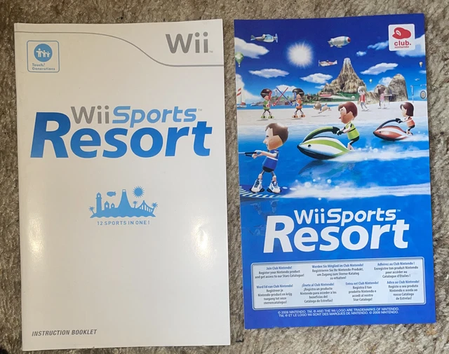 MINT SPORTS RESORT NINTENDO Wii INSTRUCTION BOOK & POINTS CARD ONLY -NO ...
